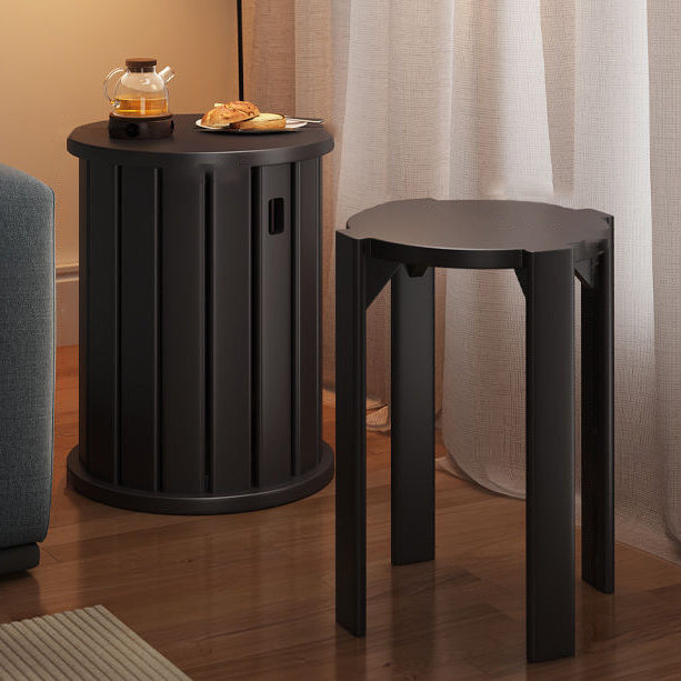 Traditional Chinese Rubber Wood Round Low Stool Backless Stackable For ...