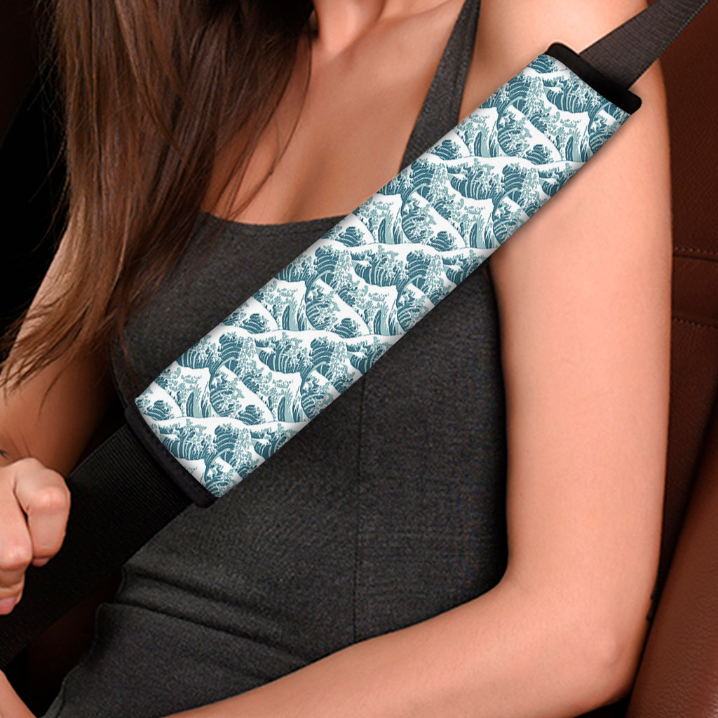 Japanese Kanagawa Wave Pattern Print Car Seat Belt Covers