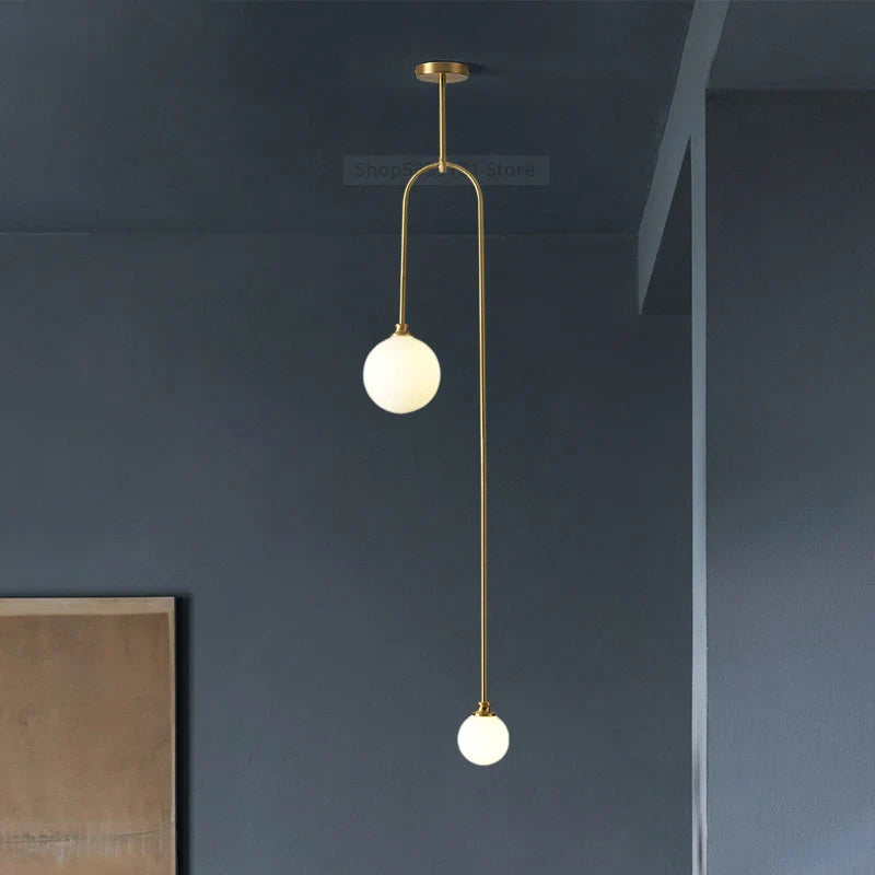 Glass Ball Pendant Lights with U-Shaped Metal Rod - Nordic Modern Design