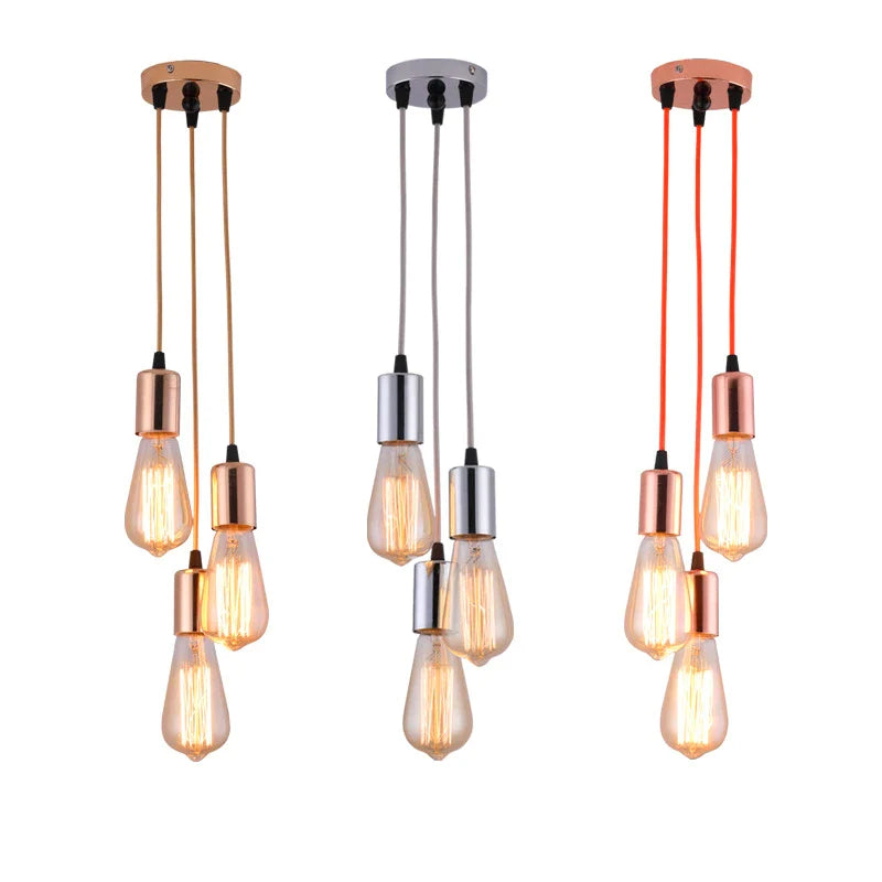 3-Head LED Pendant Lamp Industrial Ceiling E27 Retro Hanging Light