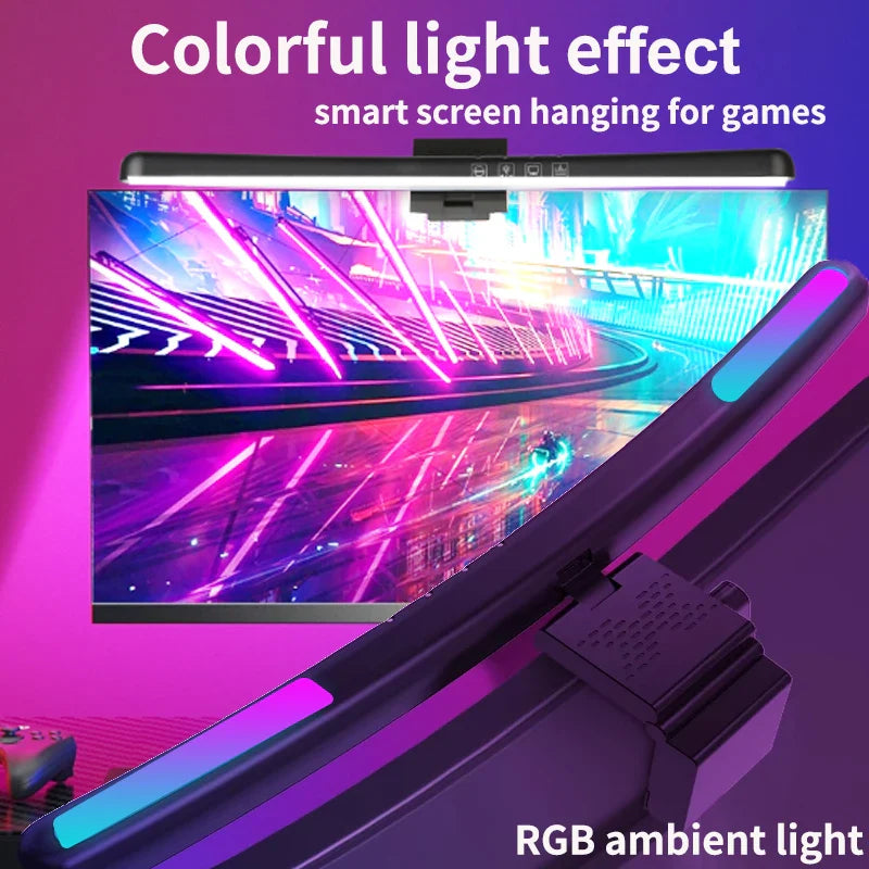 Curved Screen Monitor Light Bar with RGB Background, USB Dimming, Eye ...