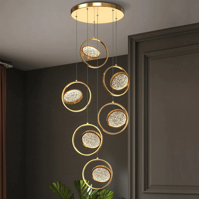 Circle LED Chandelier for Modern Villa Loft Hall Lighting