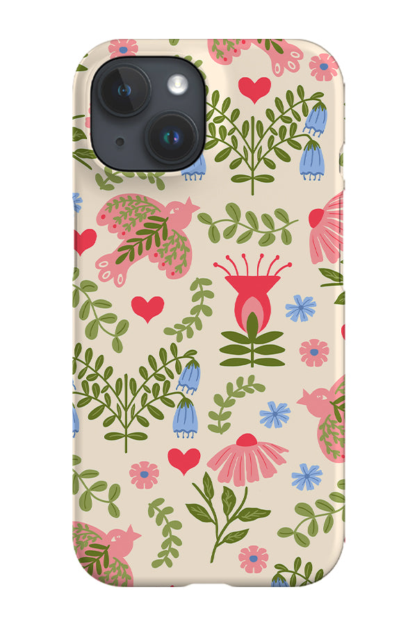 Scandinavian Folk Flowers Scatter Phone Case (Beige) For IPhone/Samsung