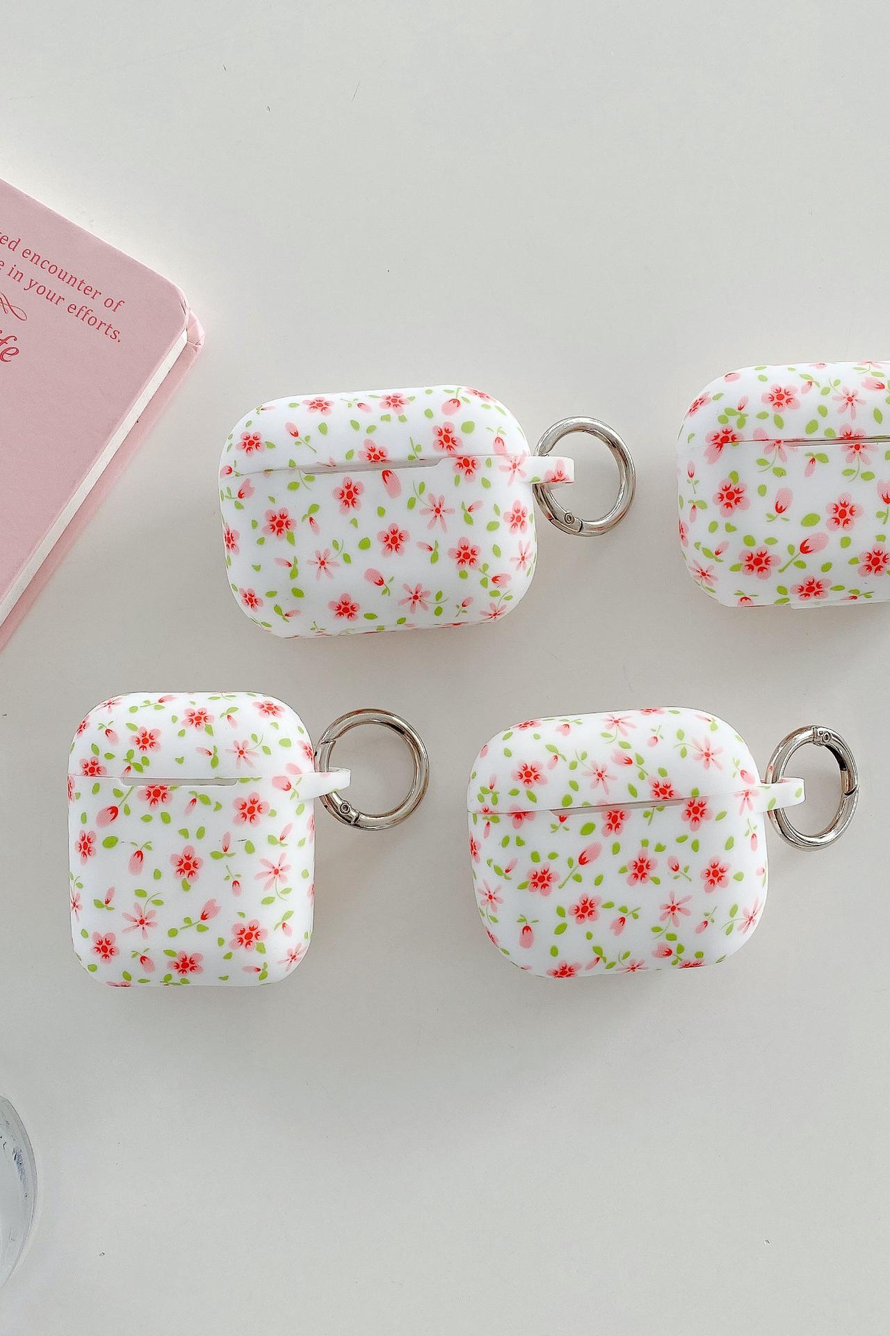 Red floral Headphone Case for AirPod