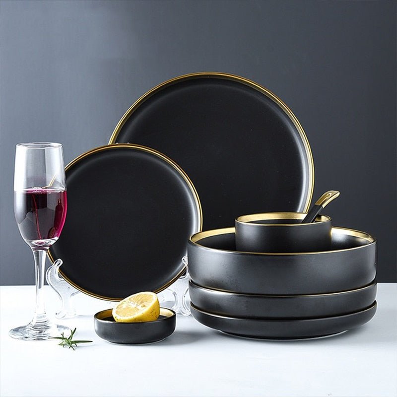 Obsidian Plate and Bowls