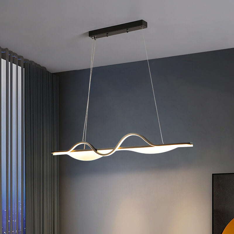 Nordic Minimalist Curved Line Long Island Light LED Chandelier